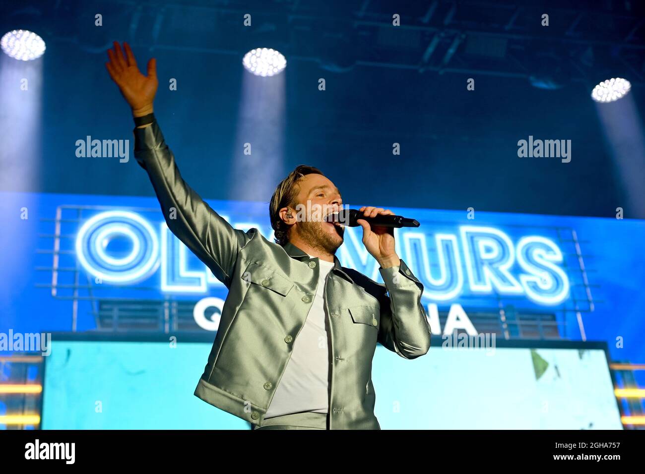 Olly Murs singer on concert stage Telford in September 7th 2021 Stock ...