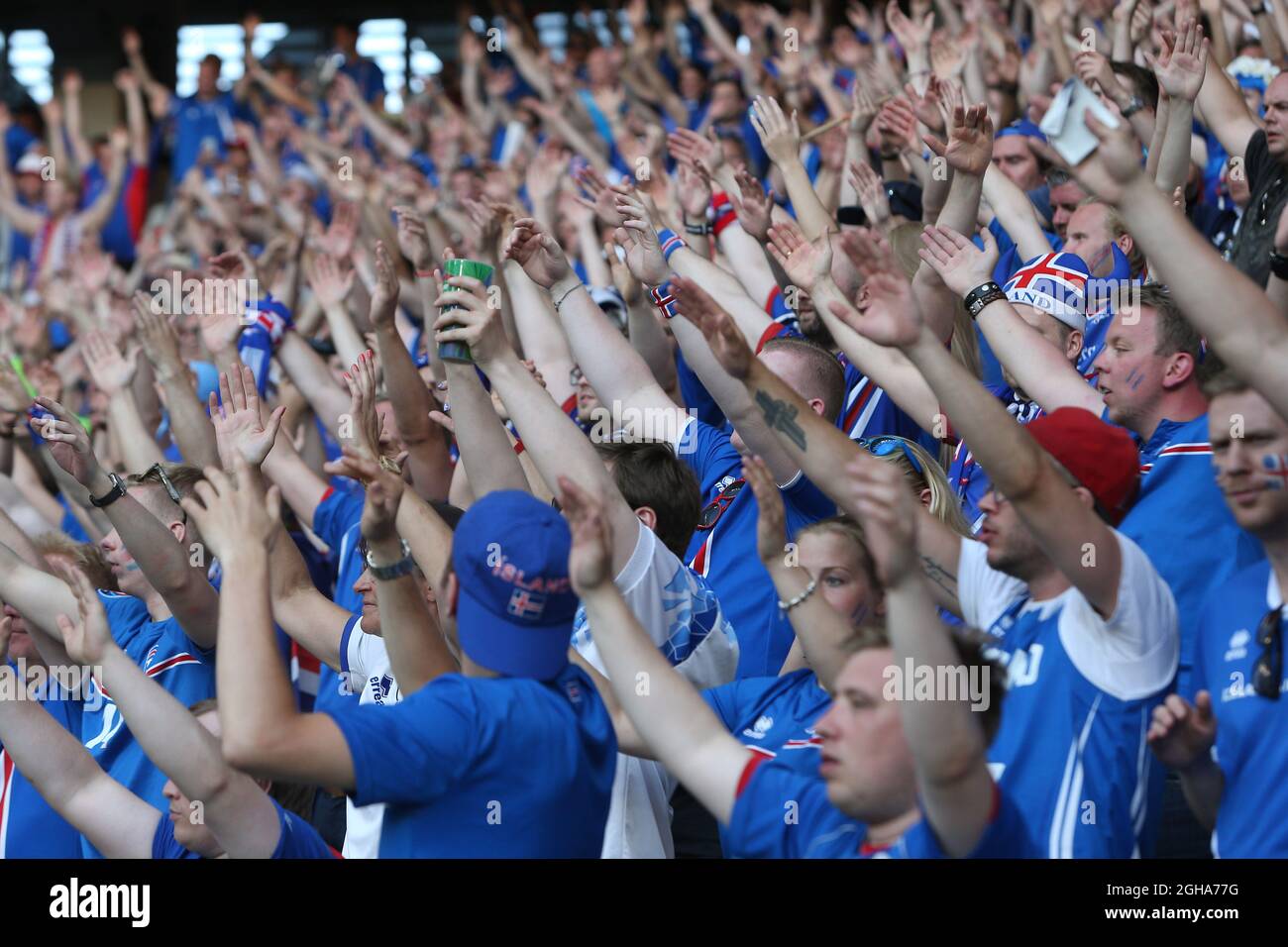 Iceland fans sing during the UEFA European Championship 2016 match at ...