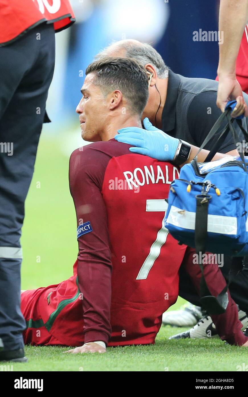 Cristiano Ronaldo of Portugal in tears as he leaves the game injured ...