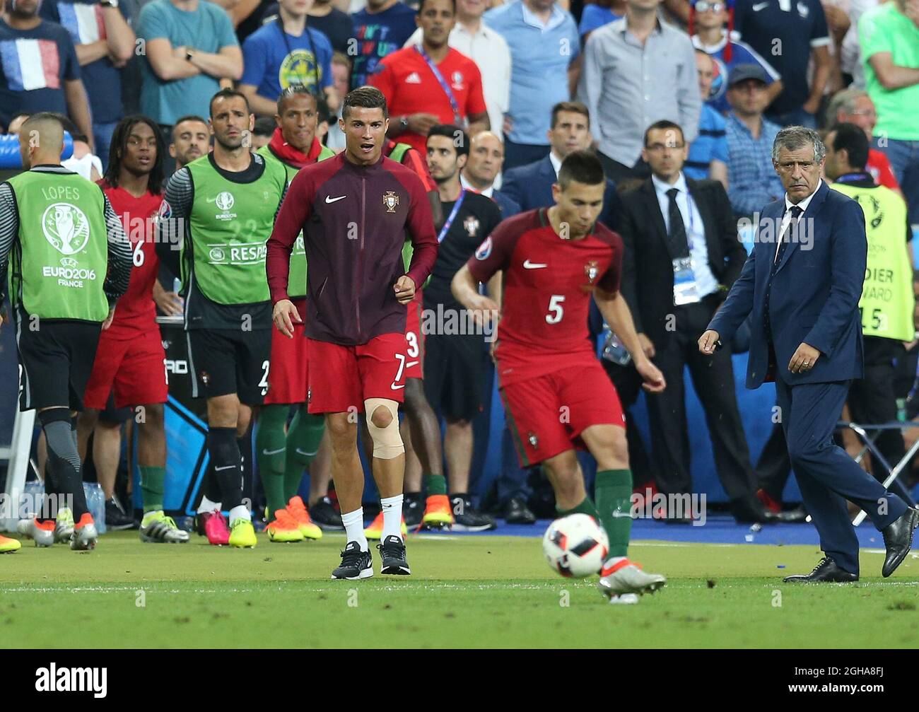 Cristiano Ronaldo of Portugal kicking every ball from the touchline ...