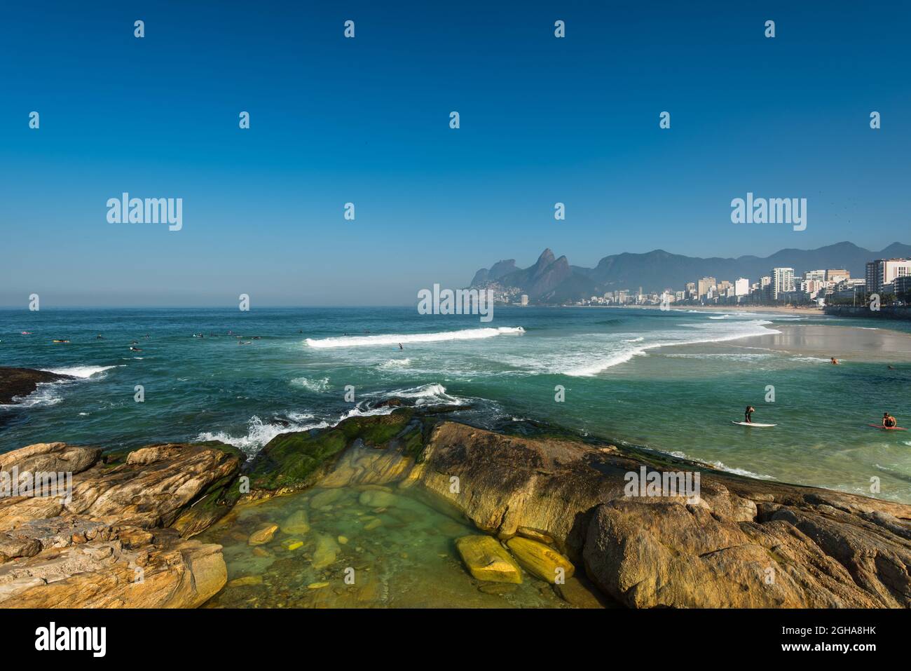 Rocks of Arpoador Beach and Ipanema Beach view in Rio de Janeiro ...