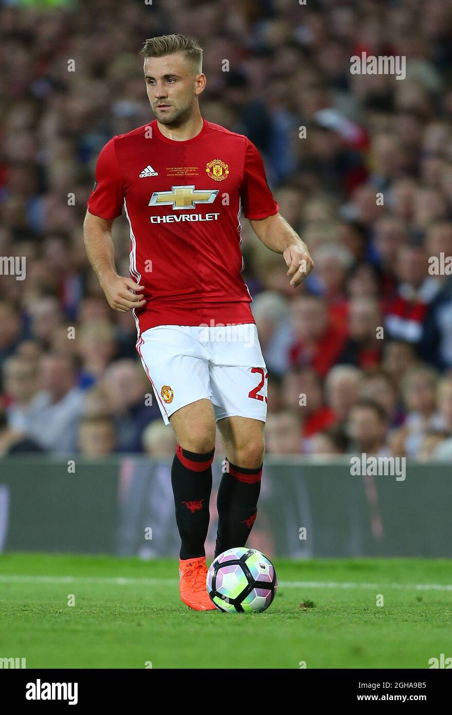Luke Shaw of Manchester United during the Wayne Rooney testimonial ...