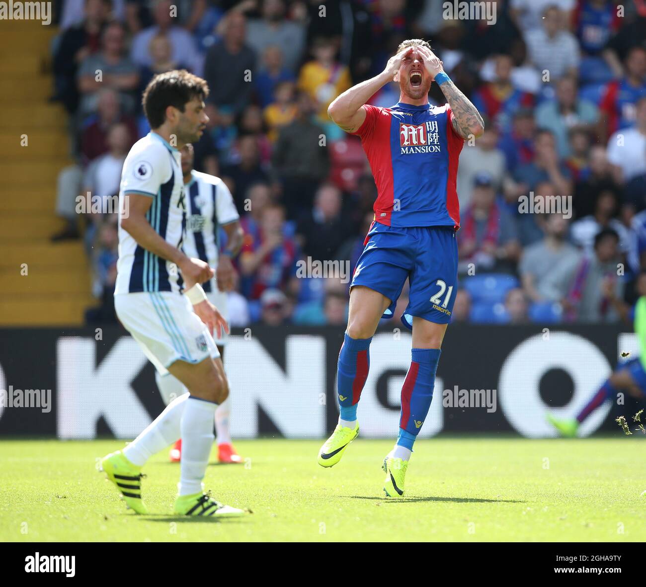Crystal Palace's Connor Wickham looks on dejected after missing a good ...