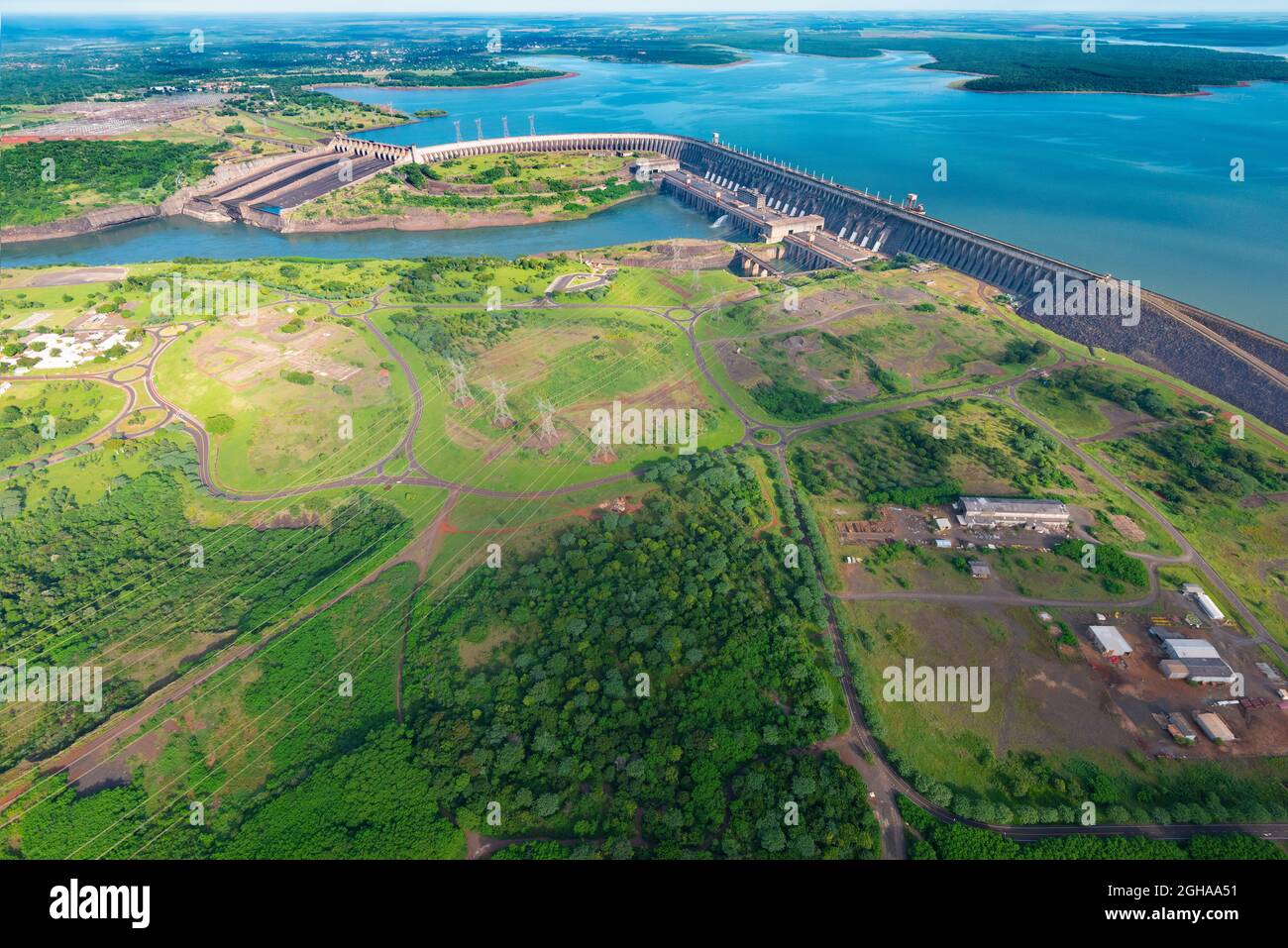 Aerial view of the Itaipu Hydroelectric Dam on the Parana River Stock ...