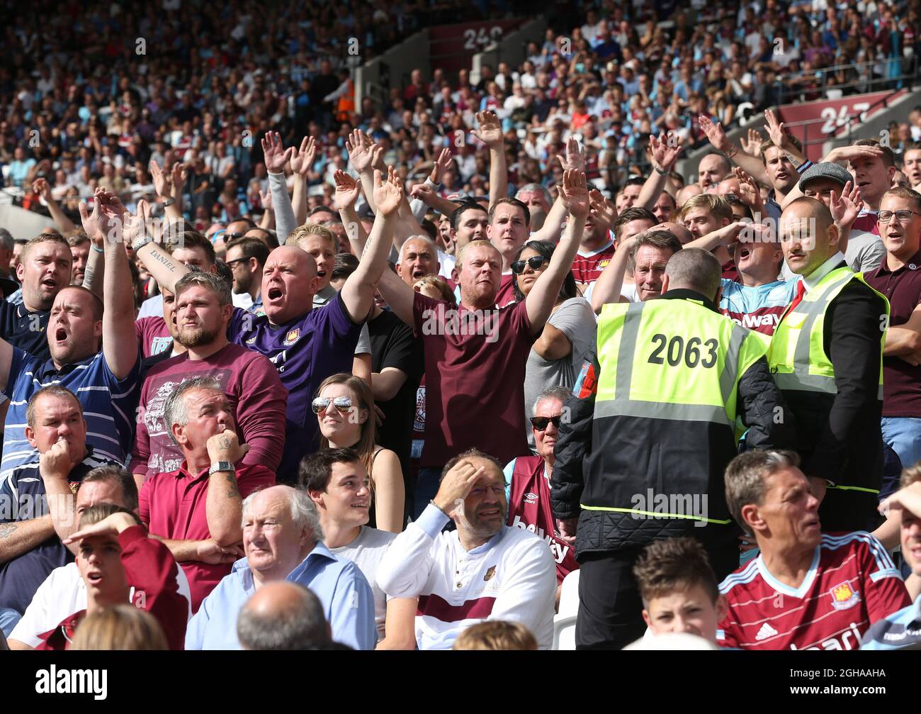 West Ham's fans get told to sit down by stewards but refuse during the ...