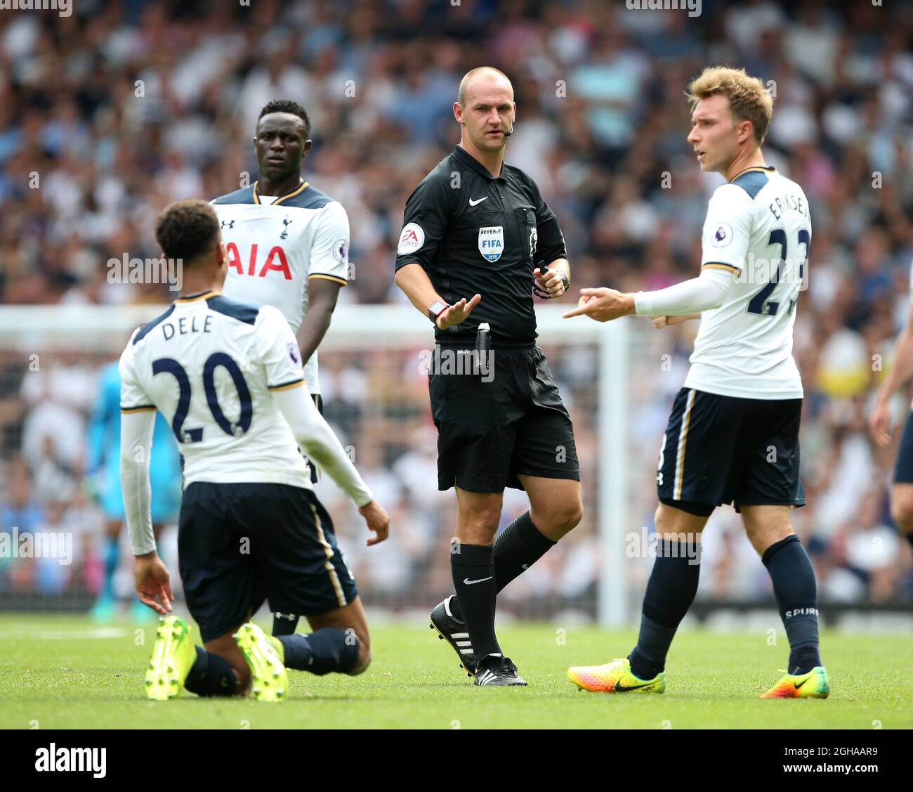 Referee Bobby Madley in action during the Premier League match at White ...