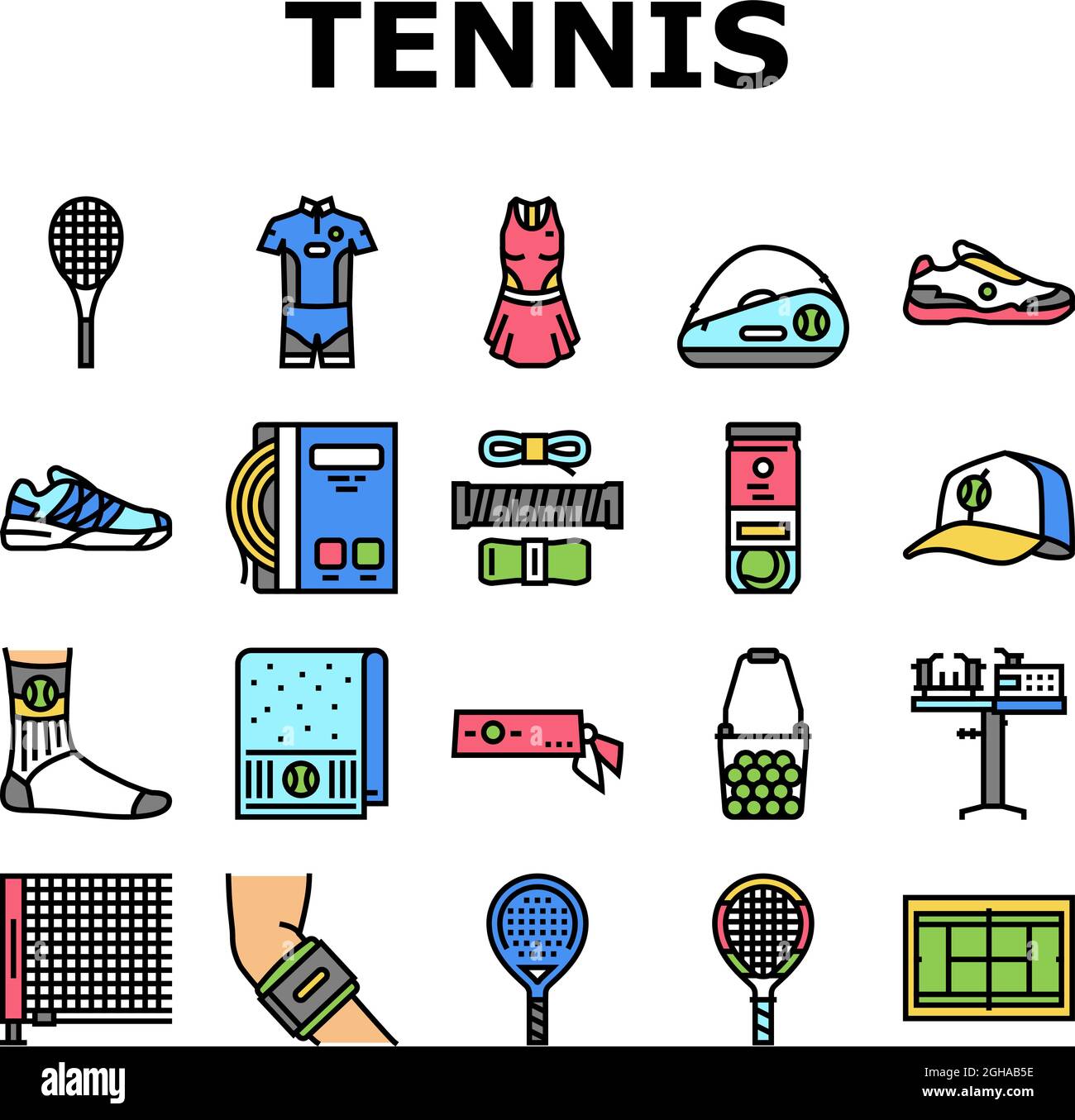 Tennis Sport Game Competition Icons Set Vector Stock Vector Image & Art ...