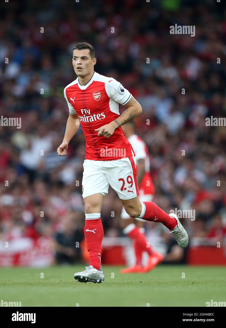 Arsenal's Granit Xhaka in action during the Premier League match at the ...