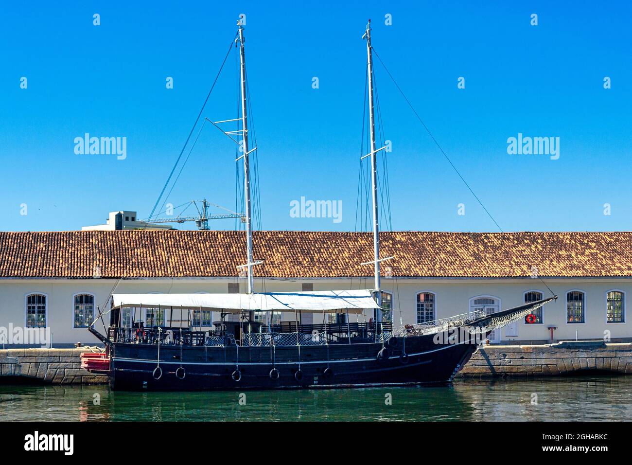 Small old ship in the Cultural Complex of the Marina district in Rio de ...