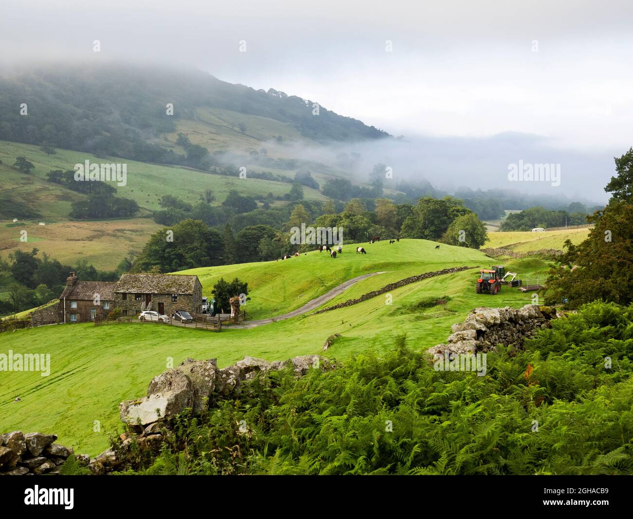 Mist over the slopes of Wansfell from Kirkstone Pass, Lake District, UK ...