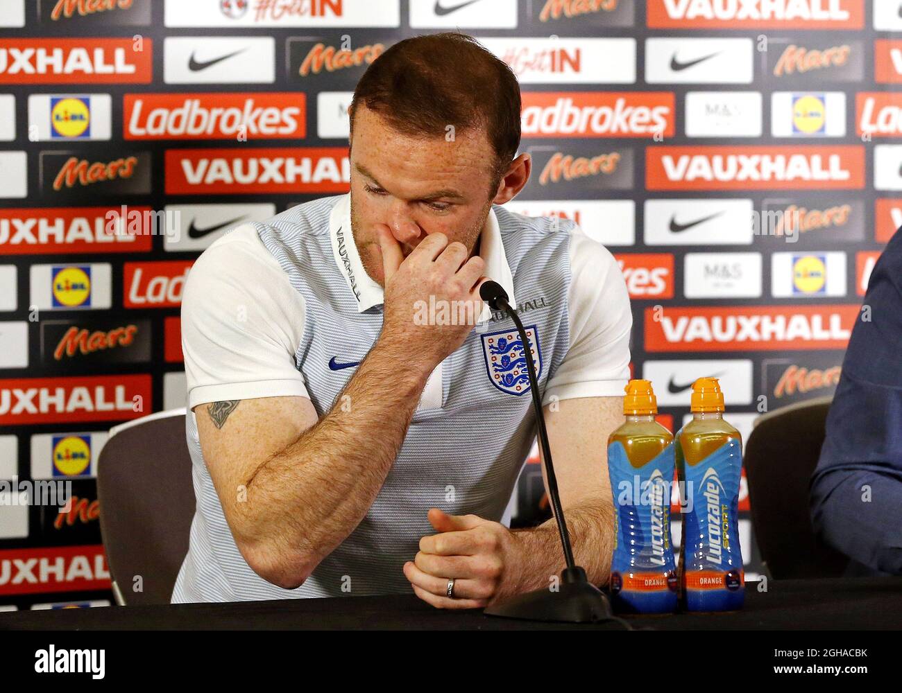 England Captain Wayne Rooney speaks during the press conference at St ...