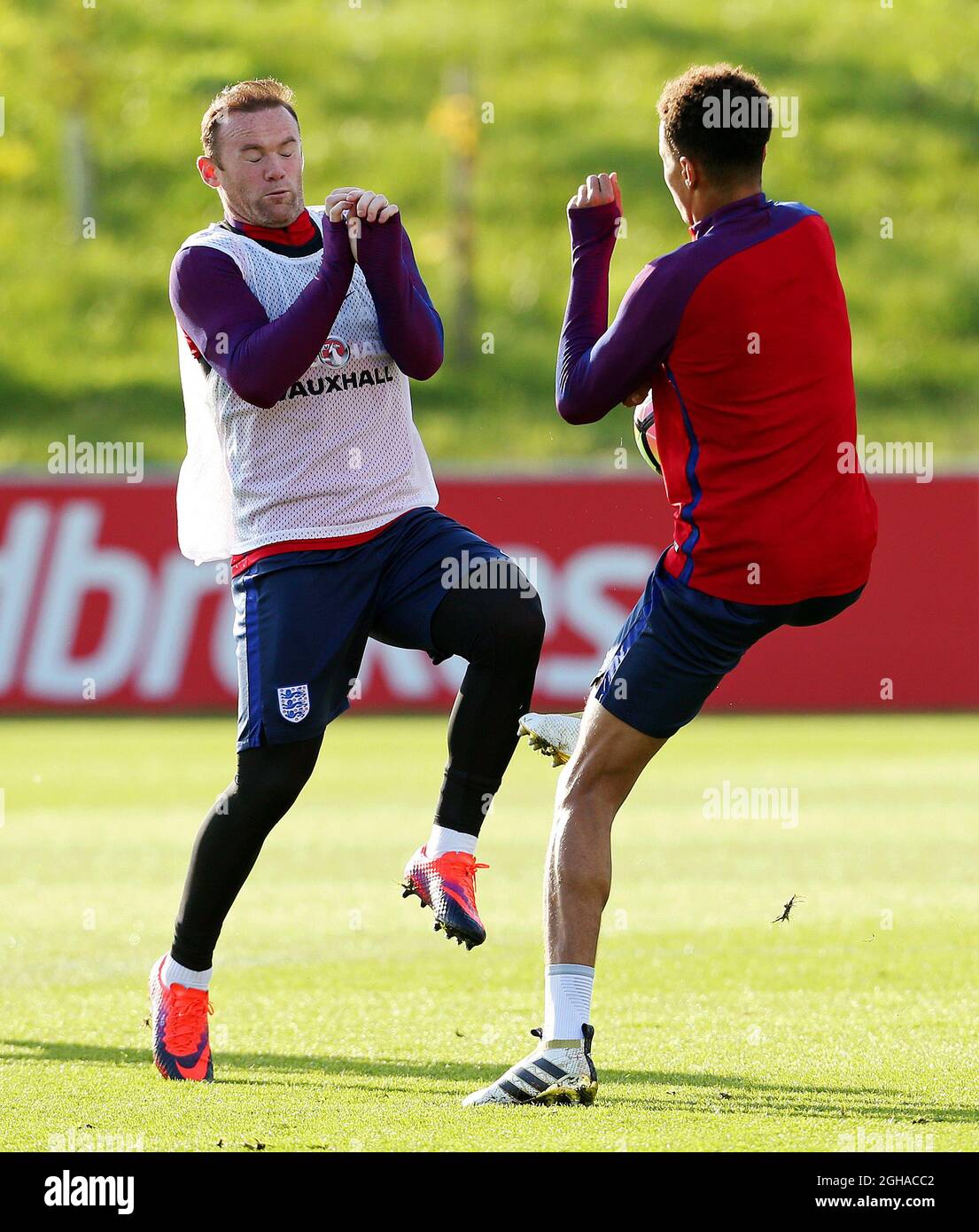 England captain Wayne Rooney collides with Kyle Walker during the ...