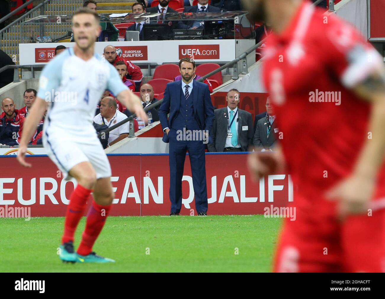 England's Gareth Southgate looks on during the World Cup Qualifying ...