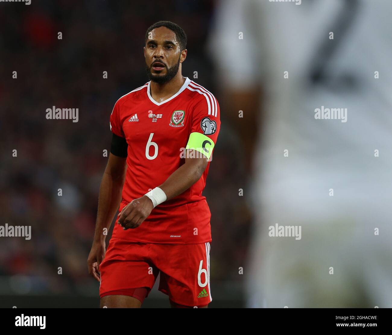 Ashley Williams of Wales during the World Cup Qualifier match at ...
