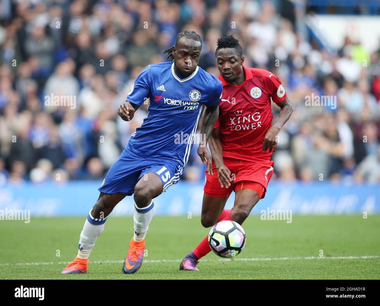 Chelsea's Victor Moses tussles with Leicester City's Ahmed Musa during ...