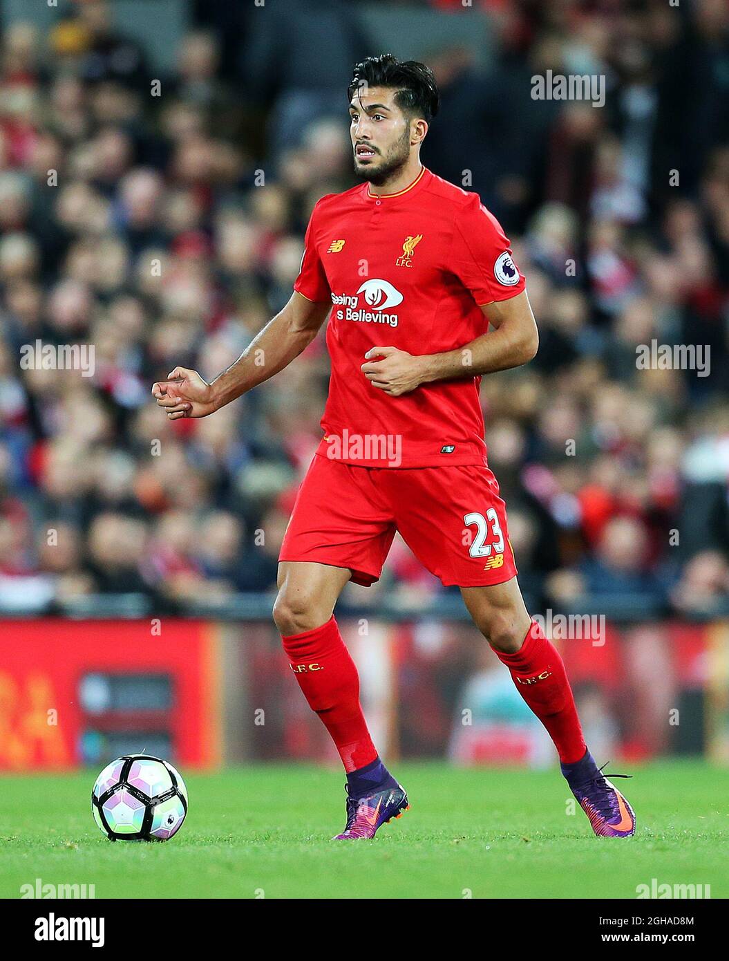 Emre Can of Liverpool during the Premier League match at Anfield ...