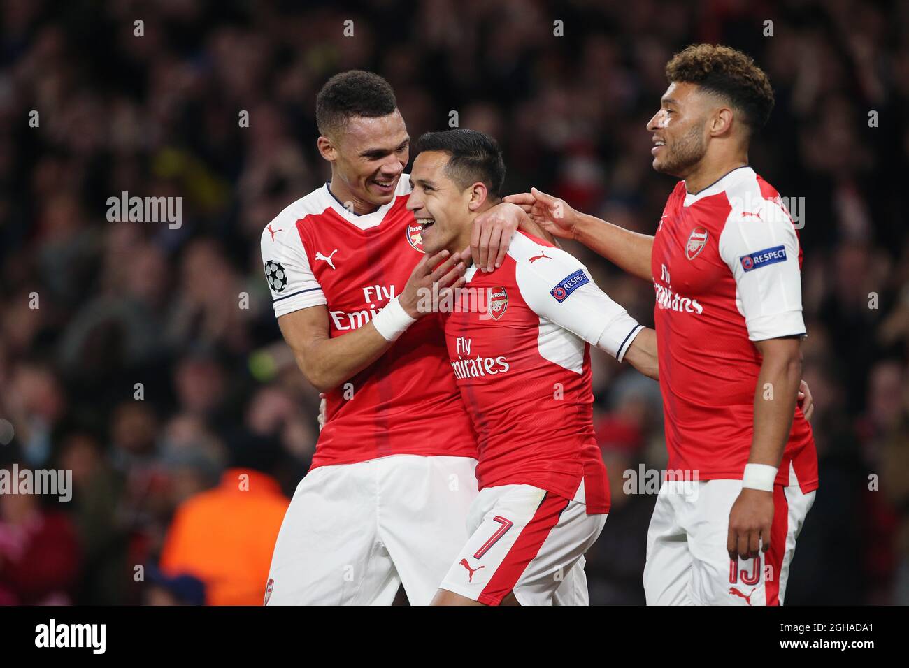 Arsenals alexis sanchez celebrates opening goal hi-res stock ...