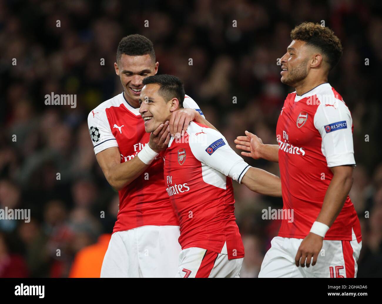 Arsenals alexis sanchez celebrates opening goal hi-res stock ...