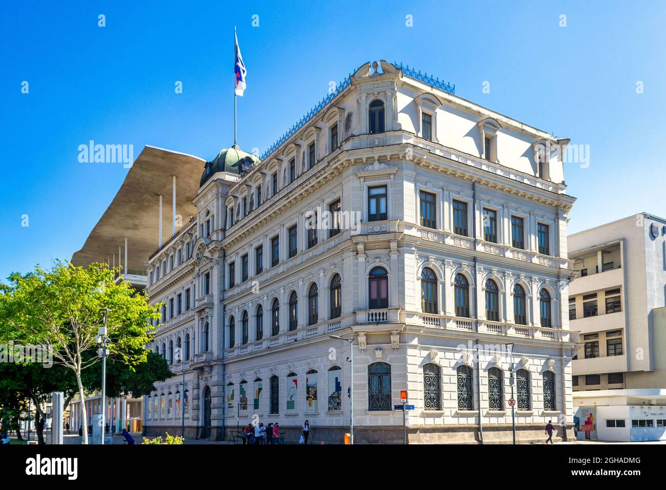 Exterior architecture or facade of the Museum of Art in Rio de Janeiro ...