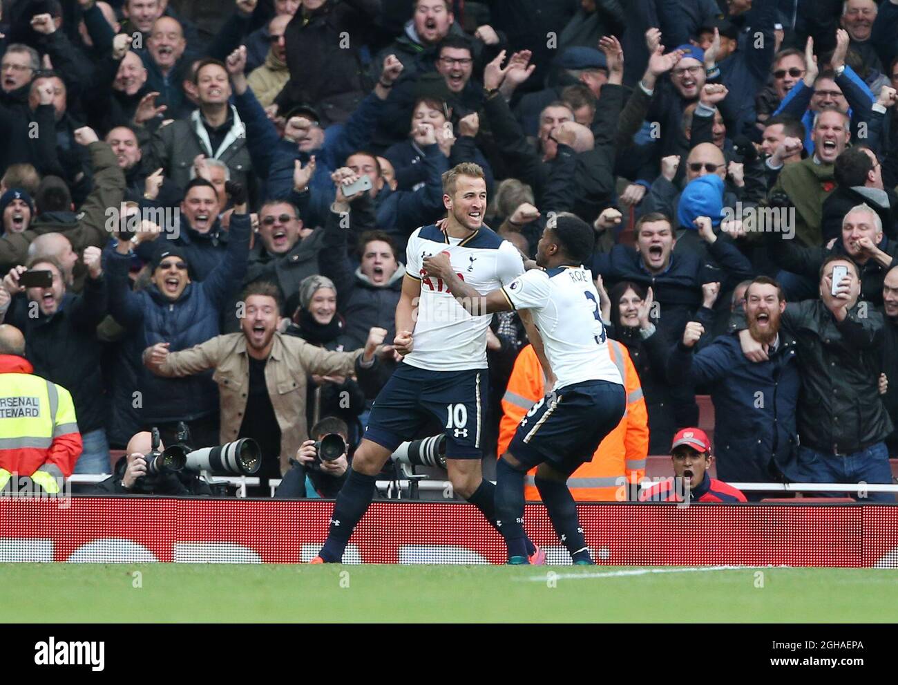 Tottenham's Harry Kane celebrates scoring his sides opening goal during ...
