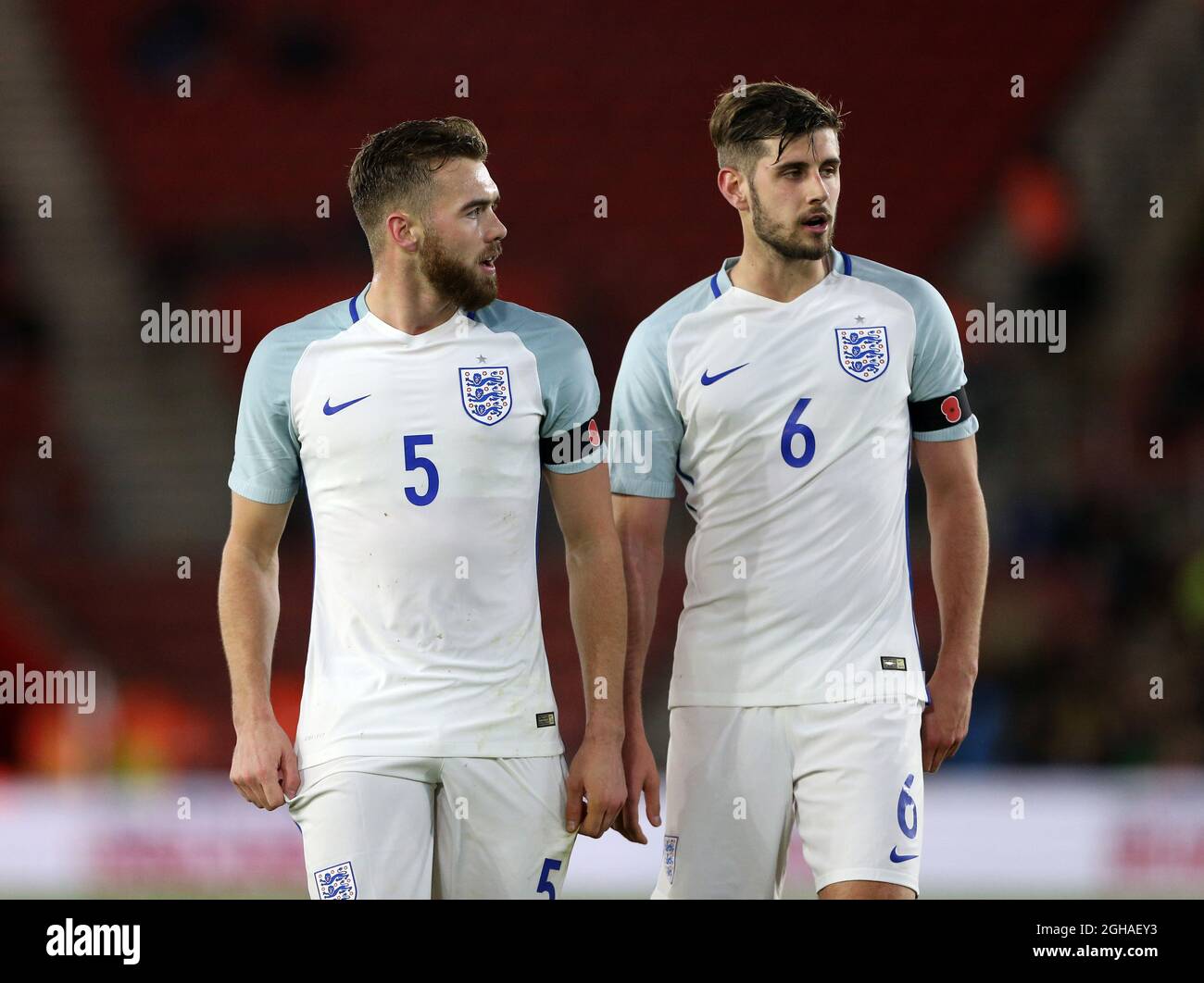 England's Callum Chambers and Jack Stephens during the Under 21 ...