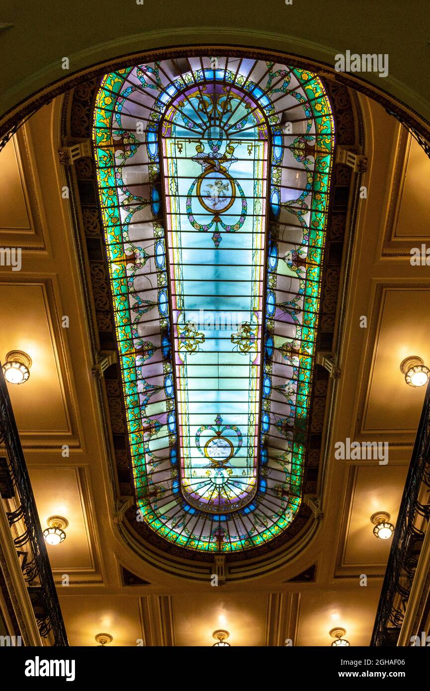 Multi color stained-glass skylight in the Colombo Confectionery in Rio ...