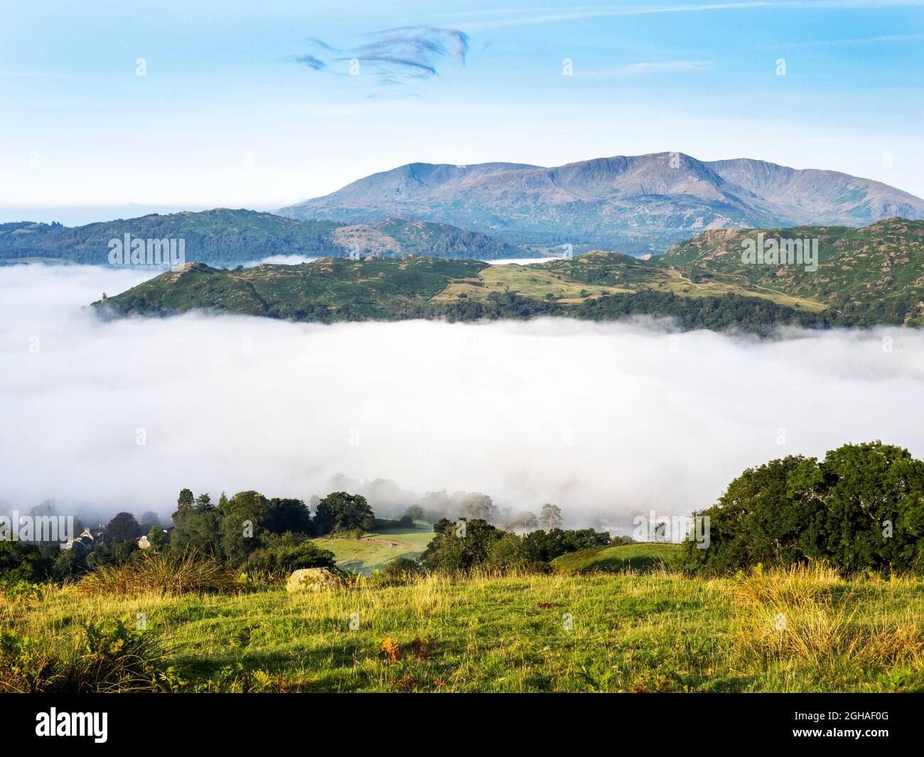 Mist from a temperature inversion over Ambleside, looking towards ...