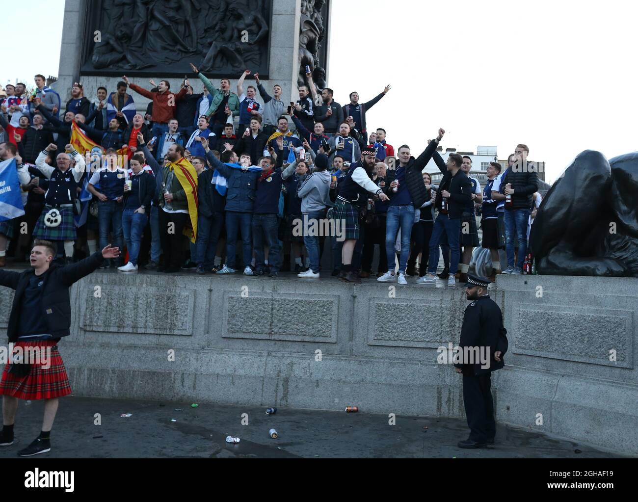 Scotland fans descend on Trafalgar Square before the FIFA World Cup ...