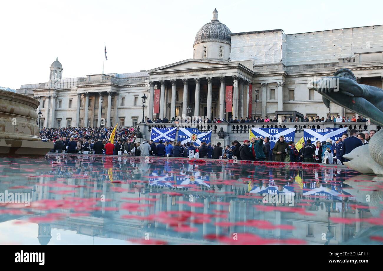 Scotland fans descend on Trafalgar Square before the FIFA World Cup ...
