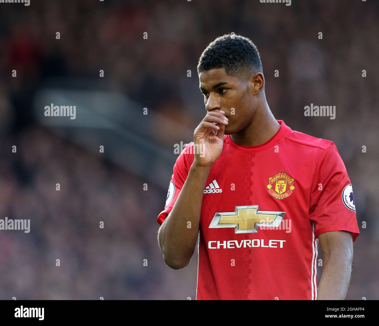 Manchester United's Marcus Rashford in action during the Premier League ...