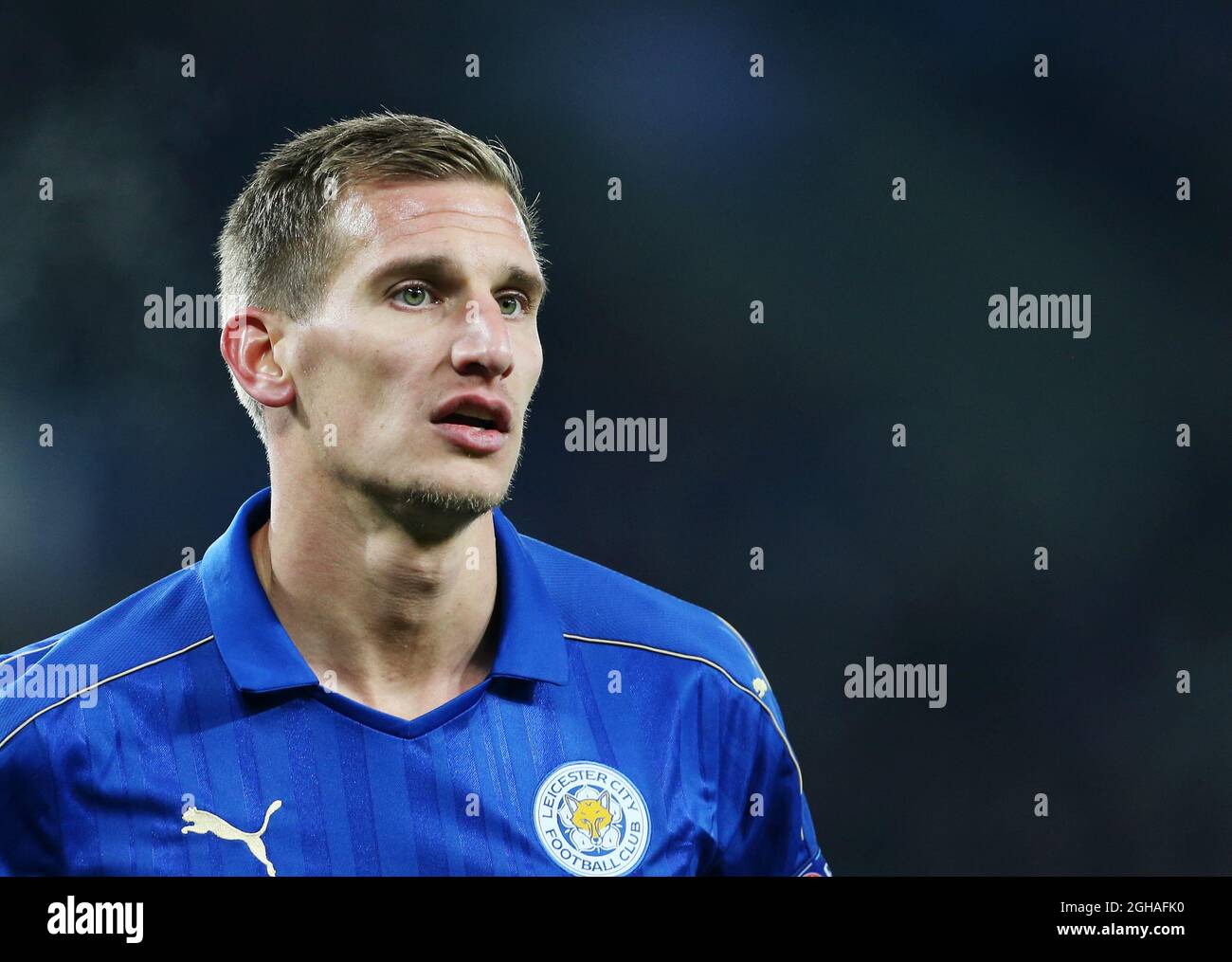 Leicester's Marc Albrighton in action during the Champions League group ...