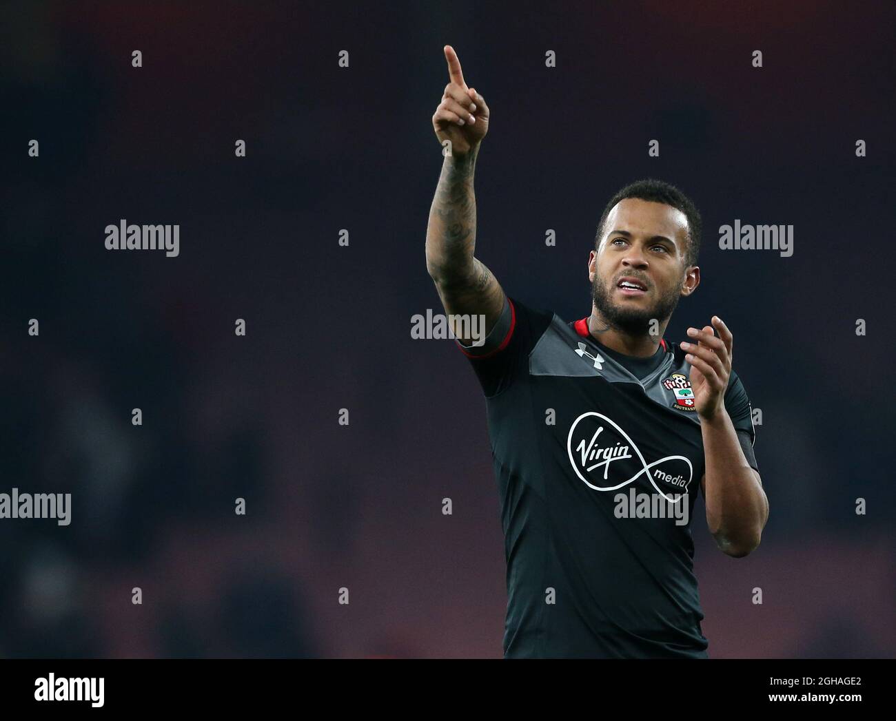 Southampton's Ryan Bertrand celebrates at the final whistle during the ...