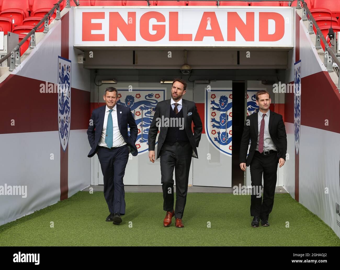 England Martin Glenn, Gareth Southgate and Dan Ashworth during his ...