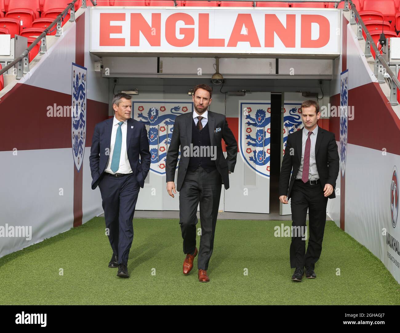 England Martin Glenn, Gareth Southgate and Dan Ashworth during his ...