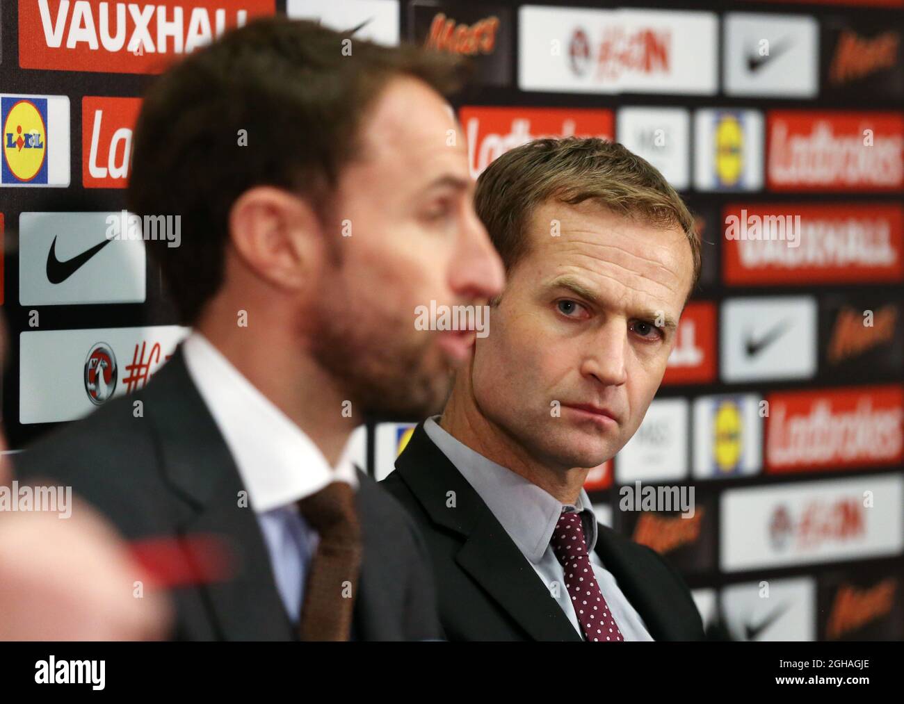 England's Dan Ashworth looks on during his press conference at Wembley ...