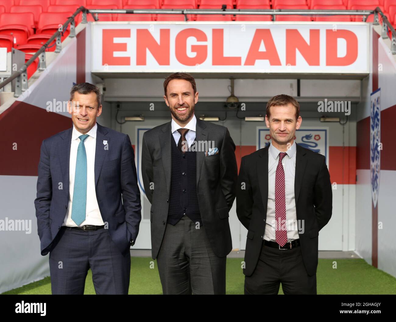 England Martin Glenn, Gareth Southgate and Dan Ashworth during his ...