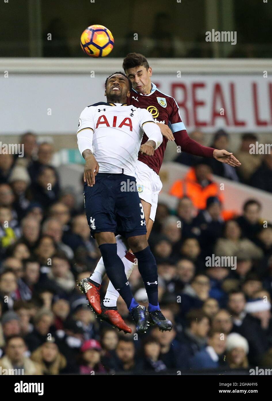 Tottenham's Danny Rose tussles with Burnley's Matthew Lowton during the ...