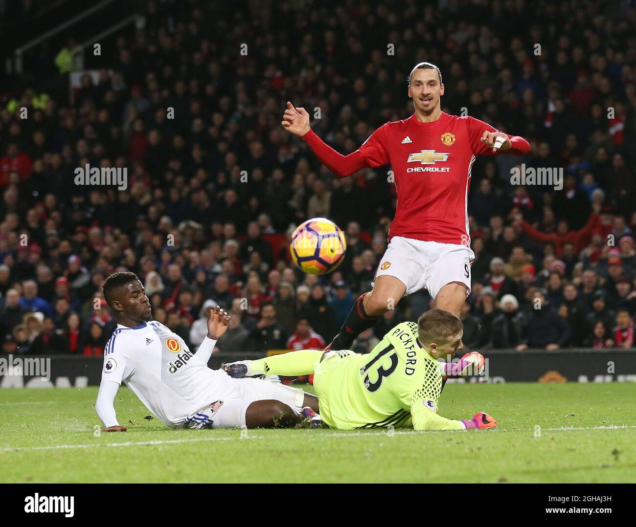 Manchester United's Zlatan Ibrahimovic scoring his sides second goal ...