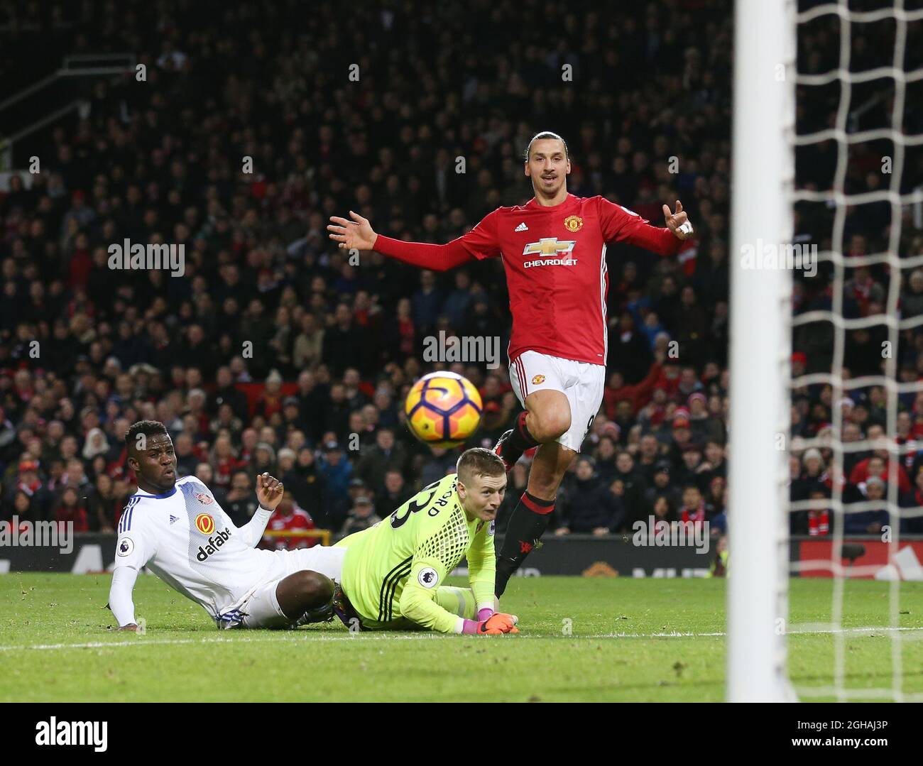 Manchester United's Zlatan Ibrahimovic scoring his sides second goal ...