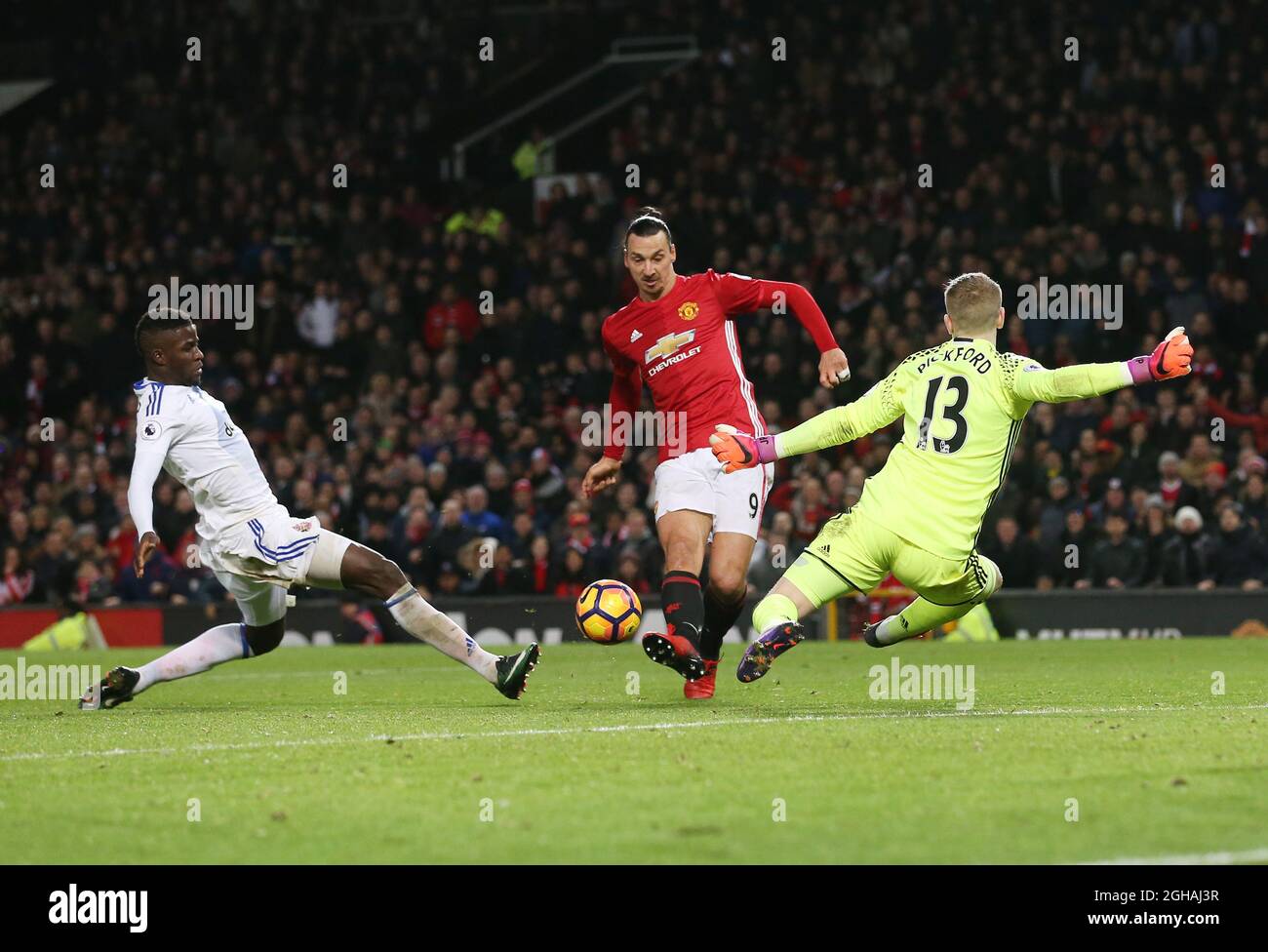 Manchester United's Zlatan Ibrahimovic scoring his sides second goal ...
