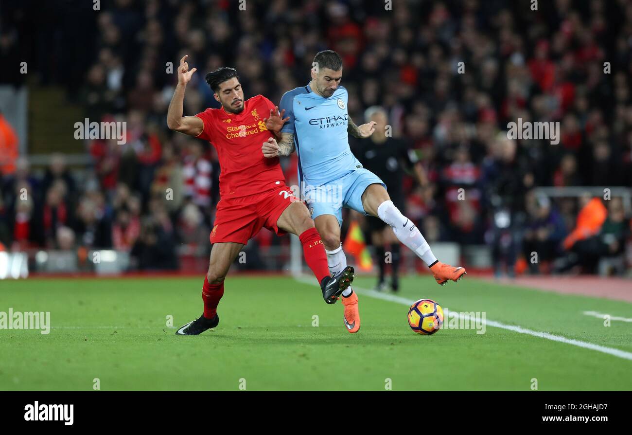 Emre Can of Liverpool and Aleksandar Kolarov of Manchester City during ...