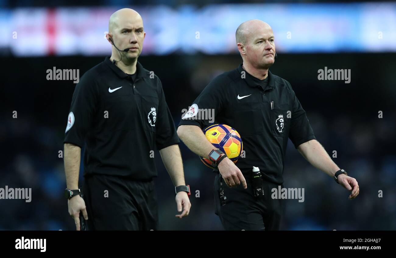 Referee Lee Mason during the English Premier League match at Etihad ...