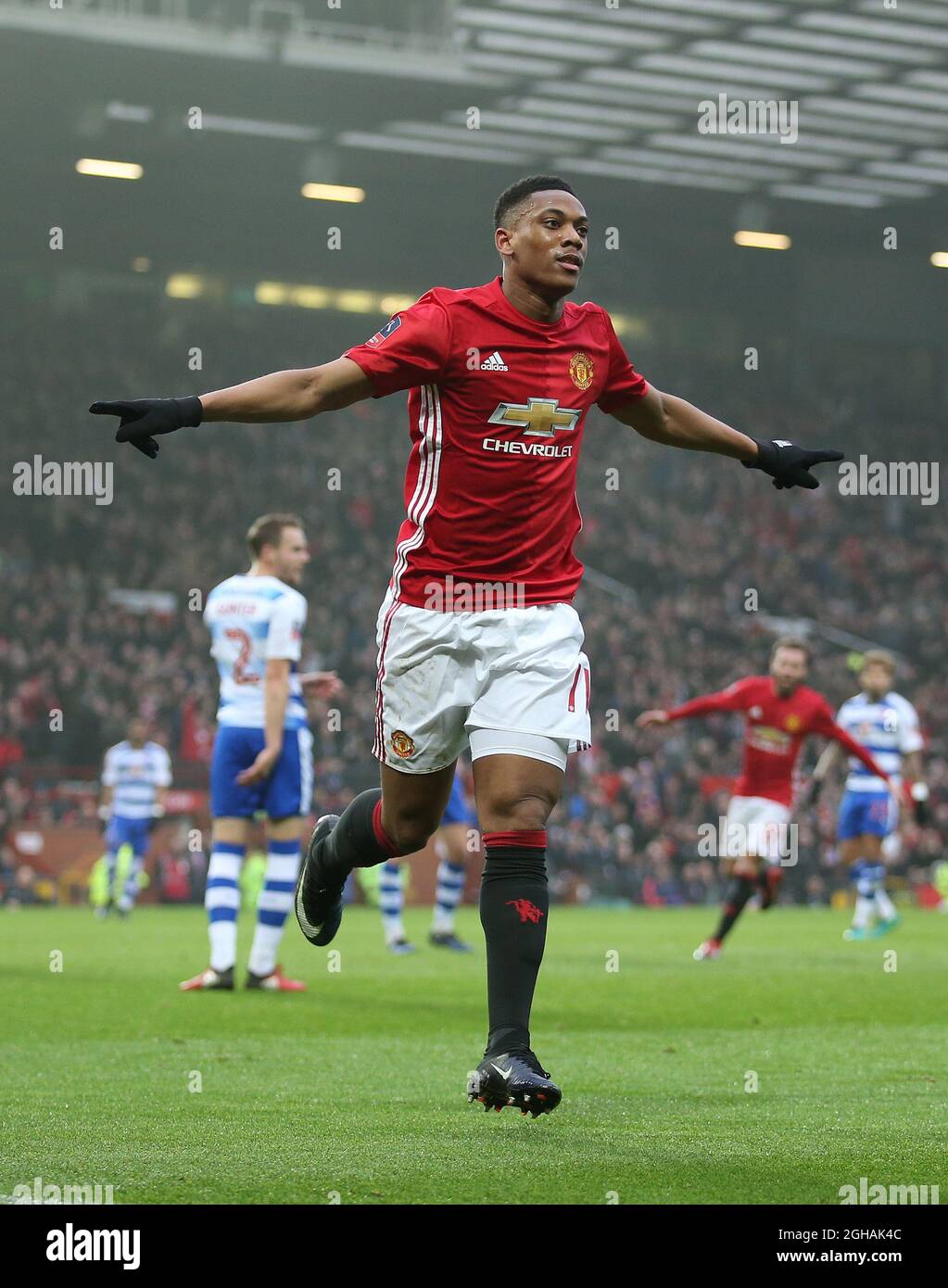 Anthony Martial of Manchester United celebrates scoring the second goal ...