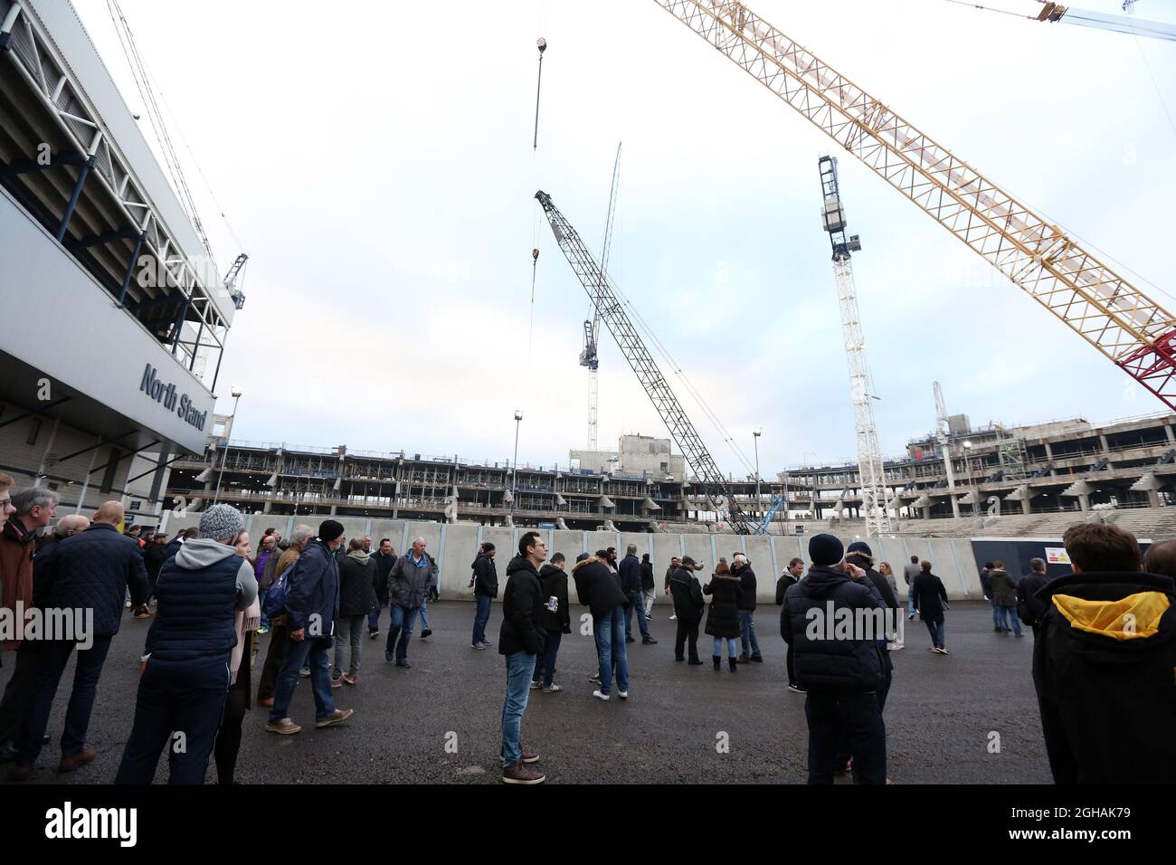 Tottenham's North stand surrounded by the new stadium during the FA Cup ...