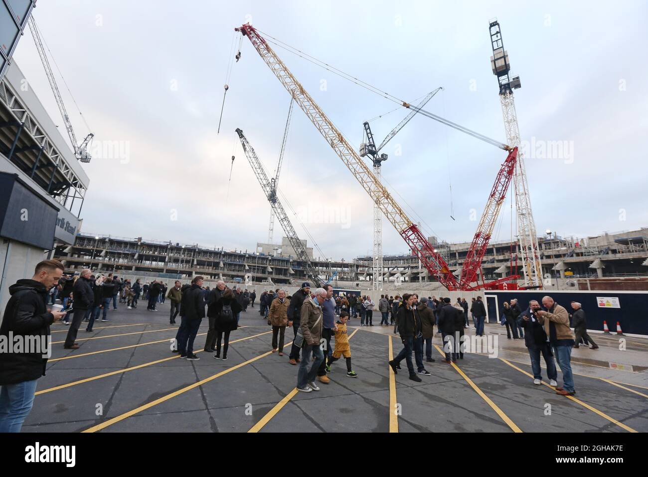 Tottenham's North stand surrounded by the new stadium during the FA Cup ...