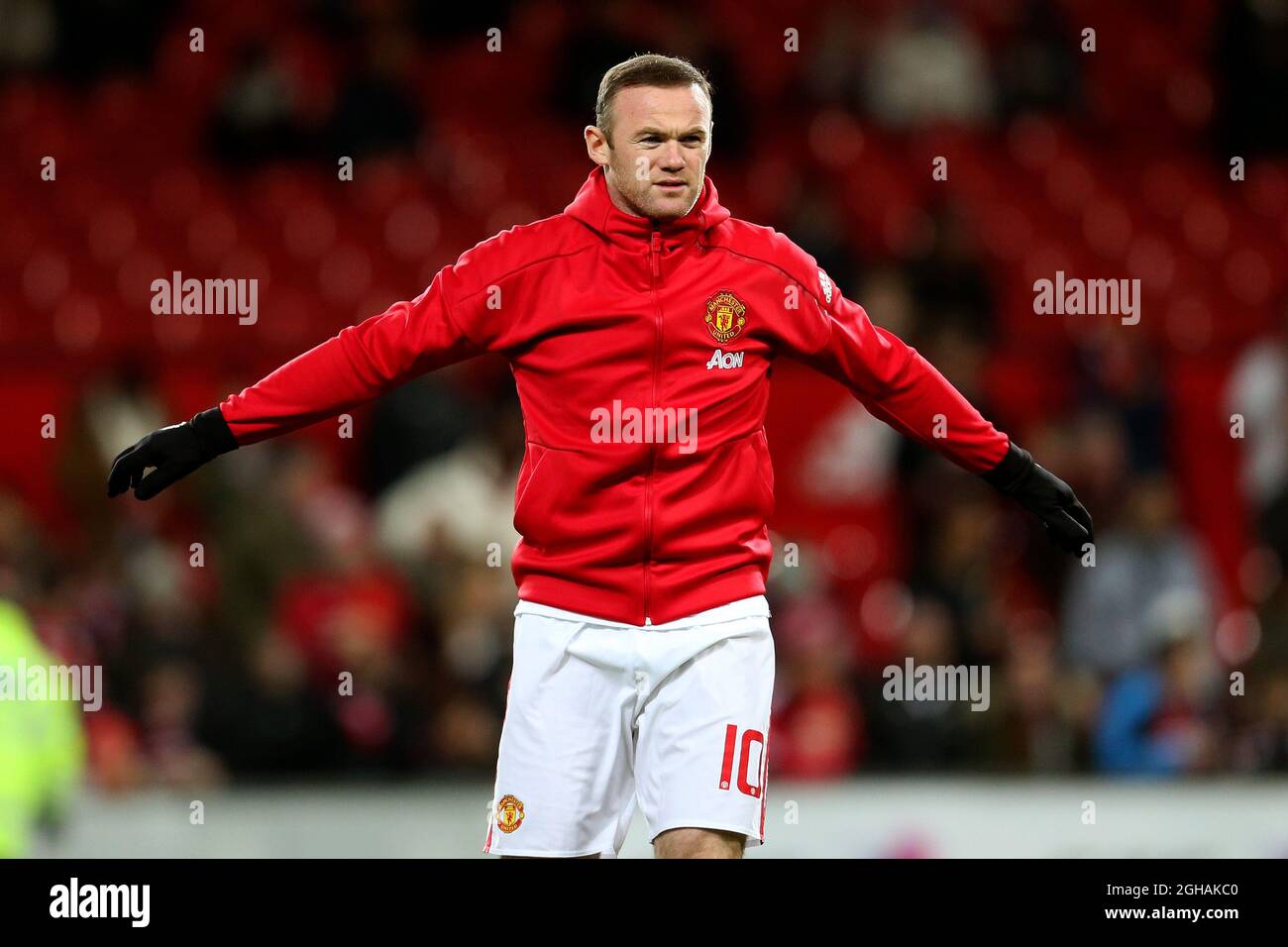 Wayne Rooney of Manchester United warms up during the EFL Cup semi ...