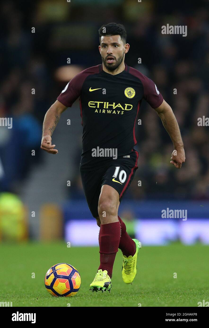 Sergio Aguero of Manchester City in action during the English Premier ...