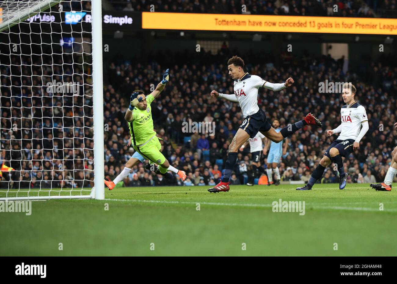 Dele Alli of Tottenham Hotspur scores during the Premier League match ...