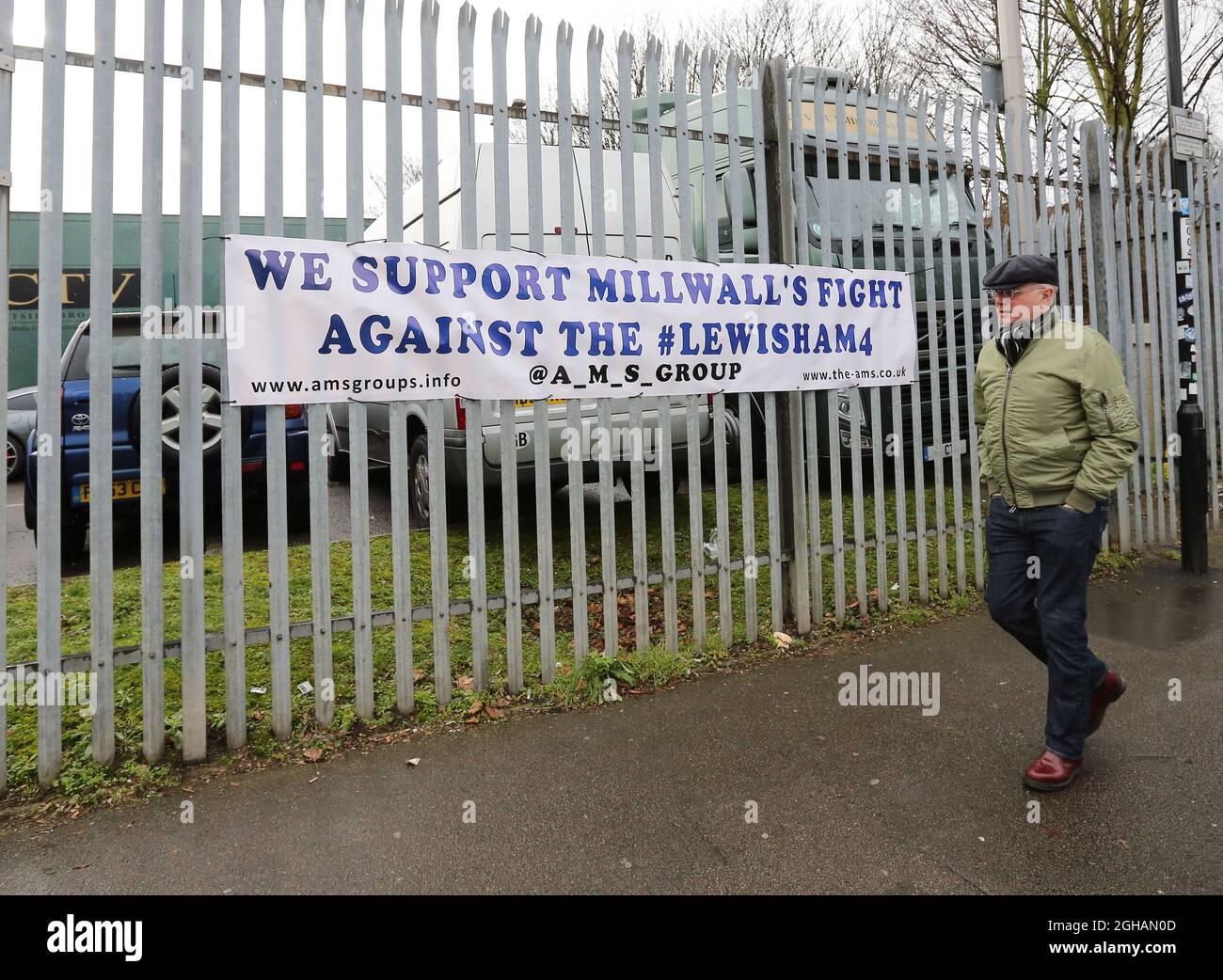 A Millwall banner protesting against Lewisham Council during the FA Cup ...