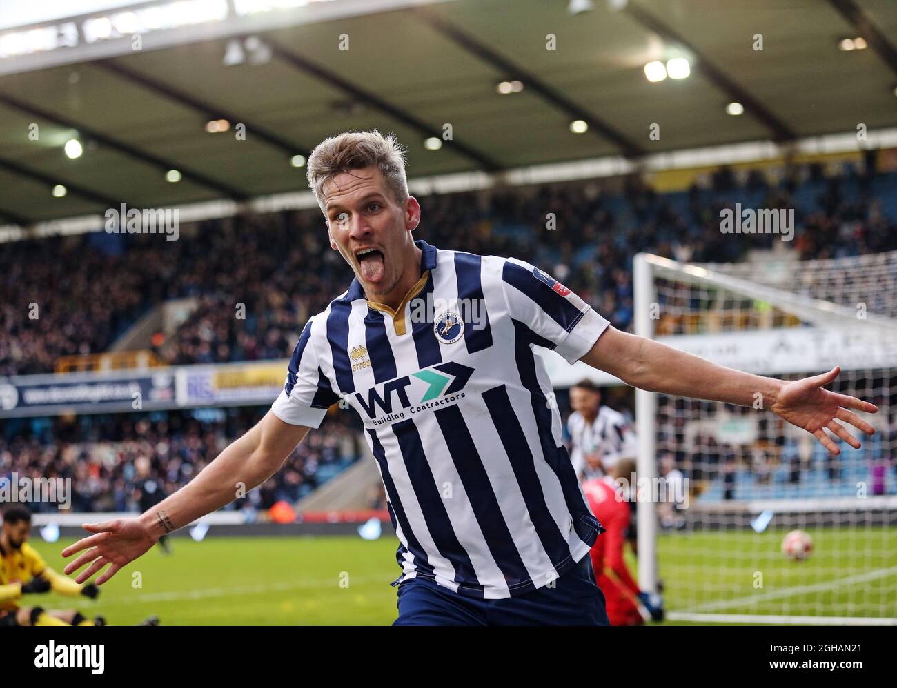Millwall's Steve Morison celebrates scoring his sides opening goal ...